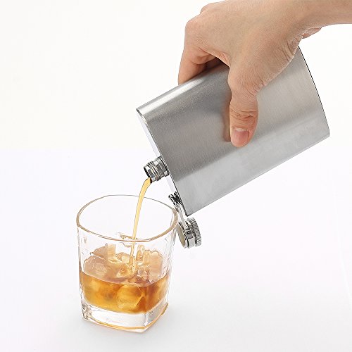 3 Pcs 8 oz Hip Stainless Steel Flask & Funnel Set by QLL, Easy Pour Funnel is Included, Perfect Flask that Fits Great in Jacket Pockets and Pants
