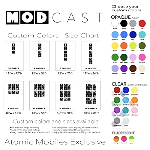 1970 Retro Style MODcast Hanging Mobile + Room Divider | Mid Century Modern Art by Atomic Mobiles (15 Panels - 40" w x 70" h)