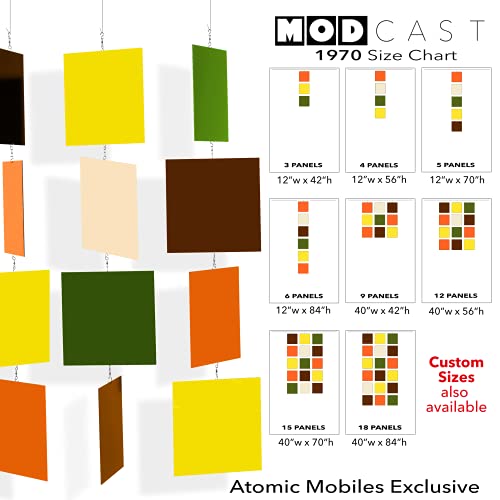 1970 Retro Style MODcast Hanging Mobile + Room Divider | Mid Century Modern Art by Atomic Mobiles (15 Panels - 40" w x 70" h)