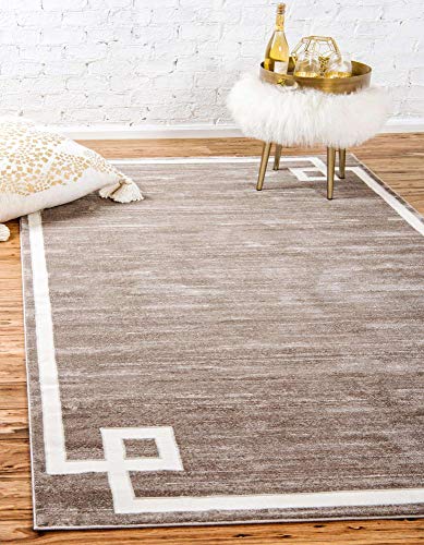 Unique Loom Uptown Collection by Jill Zarin Collection Greek Key Textured Modern Light Brown Area Rug (9' 0 x 12' 0)