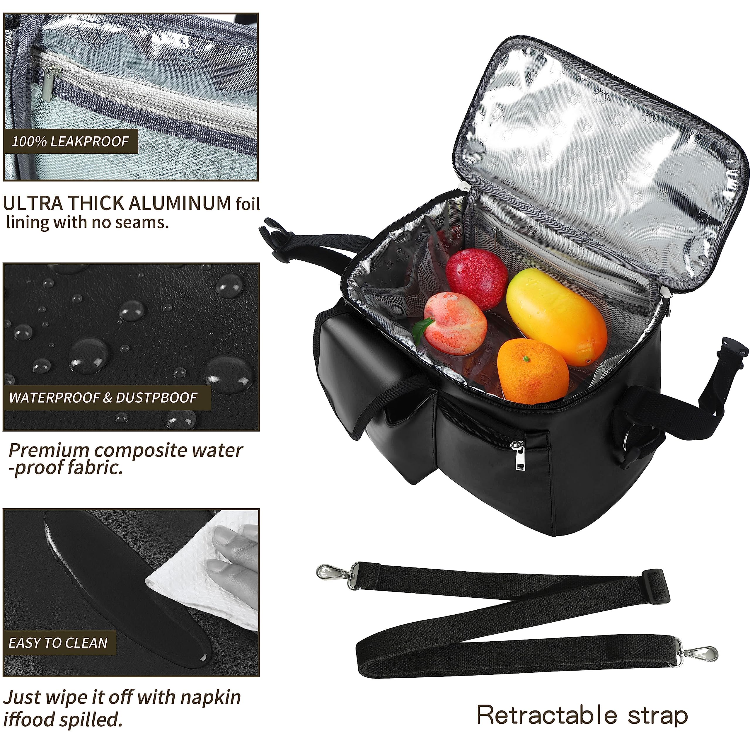 Universal Stroller Organizer with Insulated Cup Holder Detachable Phone Bag & Shoulder Strap, Fits for Stroller Like Uppababy, Baby Jogger, Britax, BOB, Umbrella and Pet Stroller (Black)