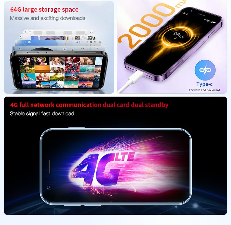 Super Mini Smartphone 4G SOYES XS16 Android 10.0 Stundent Cellphone 5MP 2000mAh 3inch Handheld Sized Backup Small Mobile Phone Gift for Kid (2GB RAM 16GB ROM, Black)