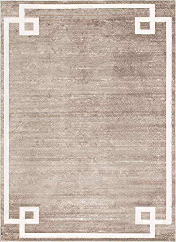 Unique Loom Uptown Collection by Jill Zarin Collection Greek Key Textured Modern Light Brown Area Rug (9' 0 x 12' 0)