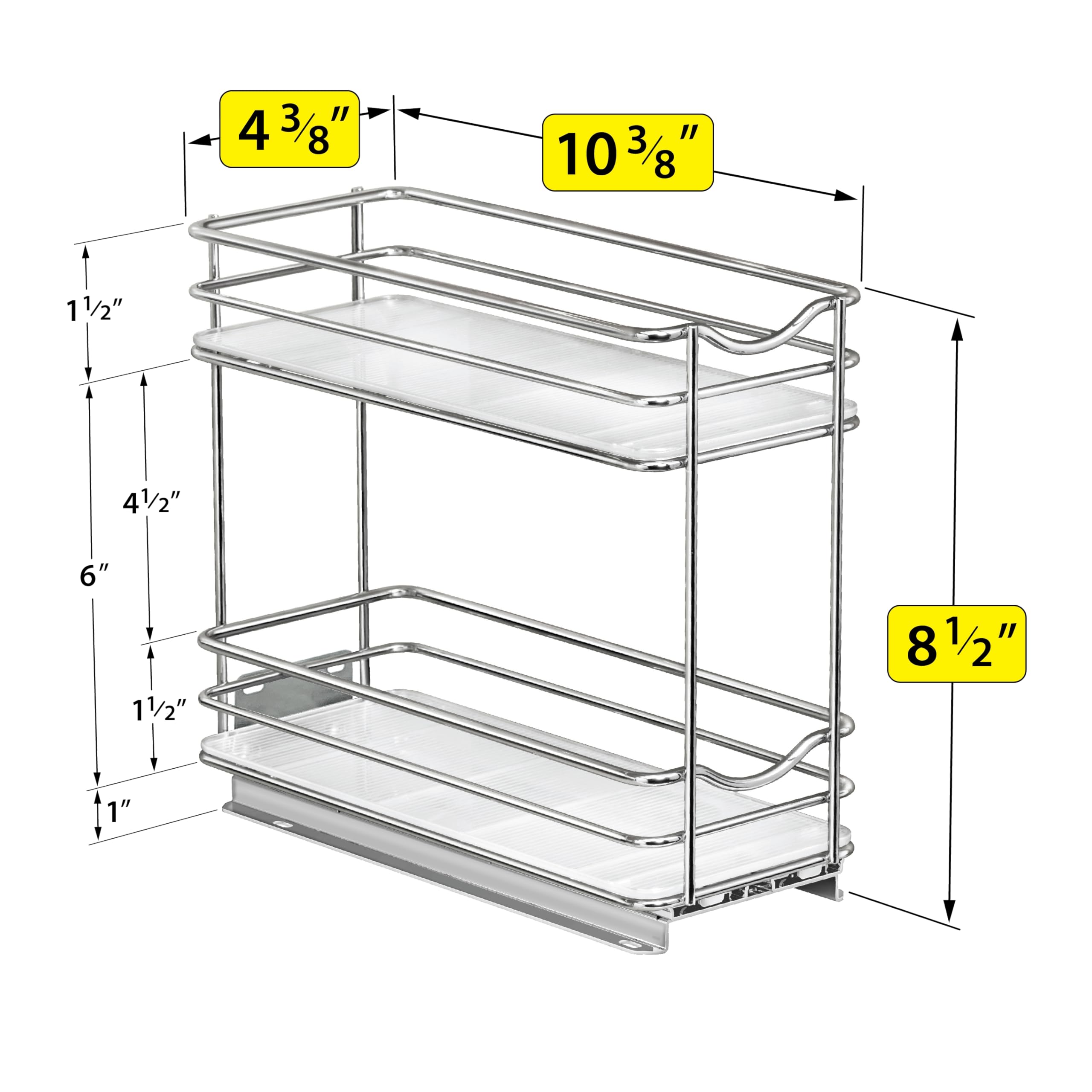 Lynk ProfessionalĀ® Pull Out Spice Rack Organizer for Cabinet - Slide Out Vertical Spice Rack - 4-1/4 inch Wide Sliding Spice Organizer Shelf - Double, Chrome