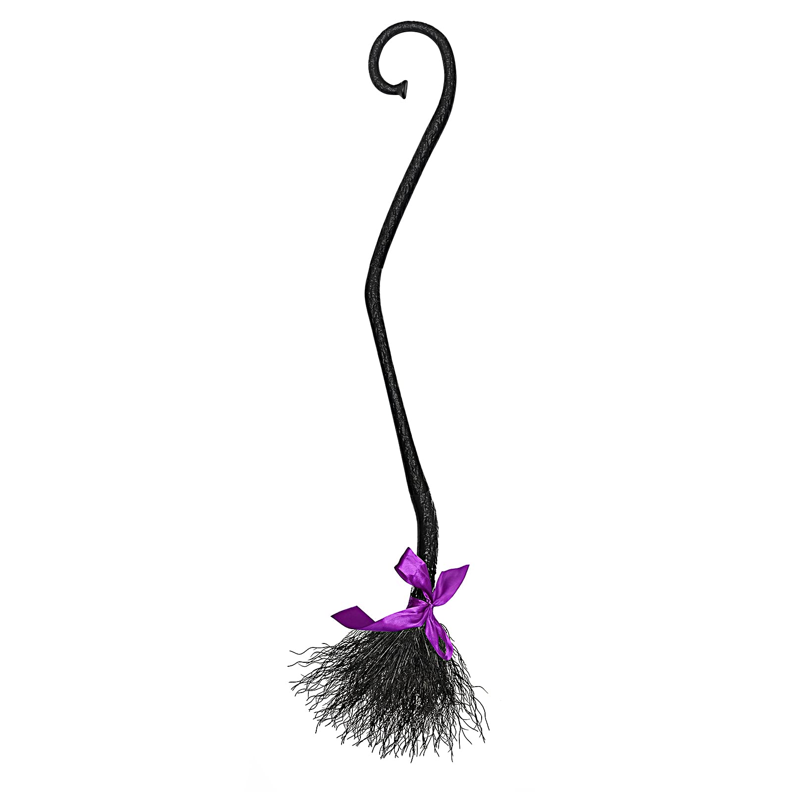 Poshetion Halloween Witch Broom with Ribbons for Kids and Adults, Wizard Flying Wicked Broomstick Props for Cosplay Party, Witch Decorations, Black