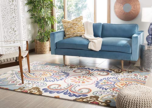 SAFAVIEH Bella Collection 10' x 14' Ivory/Blue BEL118A Handmade Boho Premium Wool Area Rug