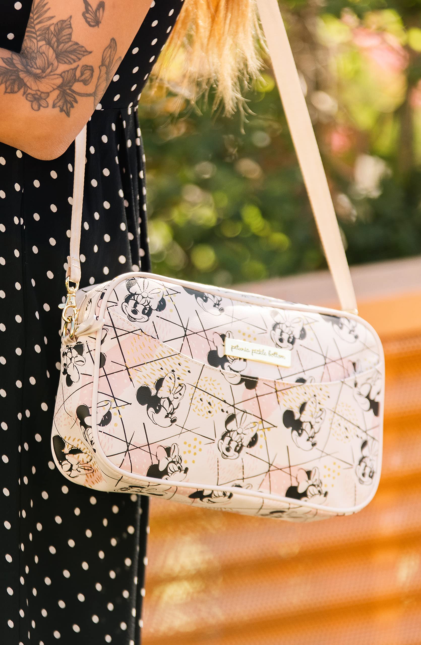 Petunia Pickle Bottom Companion Diaper Clutch with Fold-Out Changing Pad, For On-The-Go Parents, Fits Baby Essentials, Lightweight & Easy To Clean (Shimmery Minnie Mouse)
