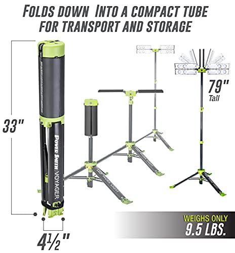 PowerSmith Voyager PVLR8000A-C 8000 Lumen Collapsible Cordless Tripod LED Work Light. Bare Light Only. 3-Way Power. AC or DC Adaptor or Battery Needed to Use Light