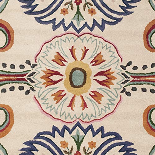 SAFAVIEH Bella Collection 10' x 14' Ivory/Blue BEL118A Handmade Boho Premium Wool Area Rug