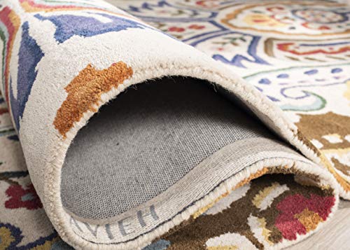 SAFAVIEH Bella Collection 10' x 14' Ivory/Blue BEL118A Handmade Boho Premium Wool Area Rug