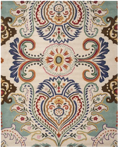 SAFAVIEH Bella Collection 10' x 14' Ivory/Blue BEL118A Handmade Boho Premium Wool Area Rug