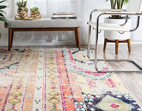 Unique Loom Sedona Collection Distressed, Southwestern, Vintage, Modern, Over-Dyed, Abstract Area Rug (5' 0 x 8' 0 Rectangular, Multi/Beige)
