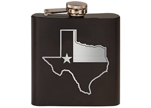 Texas State Flag Outline Stainless Steel Hip Flask Premium Matte Black Makes a Great Gift For Him Dad Father Texan TX