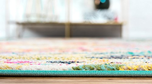 Unique Loom Vita Collection Over-Dyed Southwestern Tribal Vintage Area Rug, Rectangular 9' 0" x 12' 0", Turquoise/Yellow