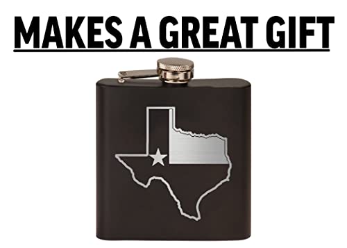 Texas State Flag Outline Stainless Steel Hip Flask Premium Matte Black Makes a Great Gift For Him Dad Father Texan TX