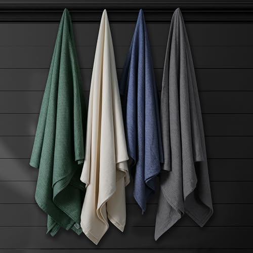 Tribeca Living Yarn Dyed Organic Cotton and Organic Wool Blanket King size, Soft and Cozy Oversized Blanket, Fade Resistant, Grey