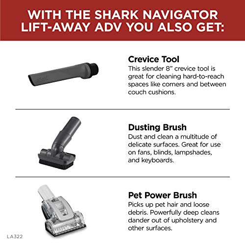 Shark LA322 Navigator Lift-Away ADV Corded Upright Vacuum with Pet Power Brush Crevice and Upholstery Tool, Black