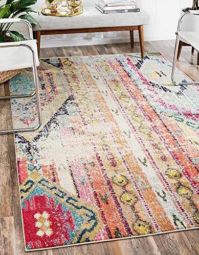 Unique Loom Sedona Collection Distressed, Southwestern, Vintage, Modern, Over-Dyed, Abstract Area Rug (5' 0 x 8' 0 Rectangular, Multi/Beige)