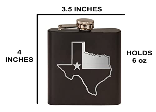 Texas State Flag Outline Stainless Steel Hip Flask Premium Matte Black Makes a Great Gift For Him Dad Father Texan TX