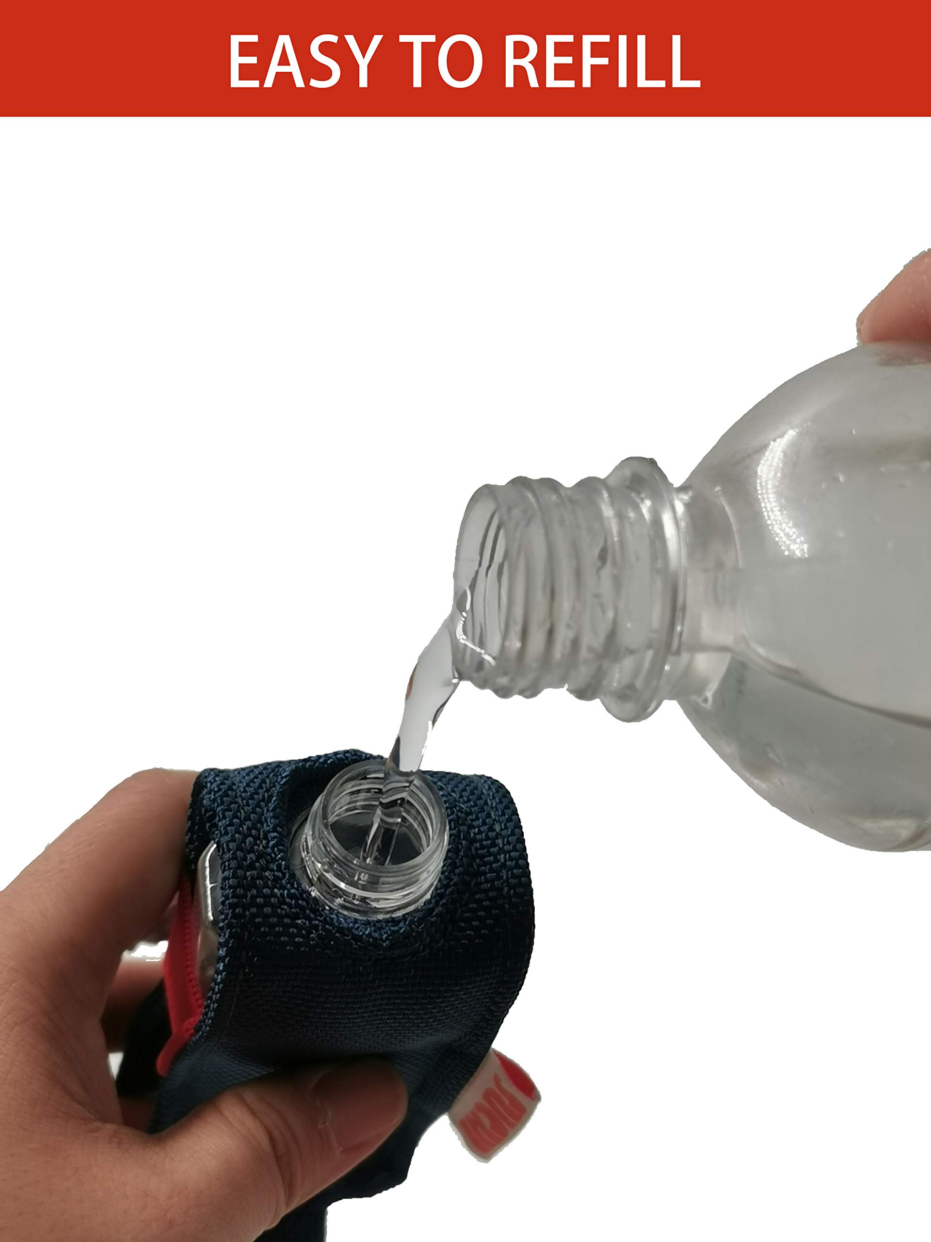 SUCHI Travel Size Hand Sanitizer Holder,Bottle Case and Carabiner Carrier bag-Portable Mini Waist Bag for Liquids Clip On Belt Loop,Backpack and Purse-Includes Empty 60ml/ 2 oz Reusable Bottle (Gray)