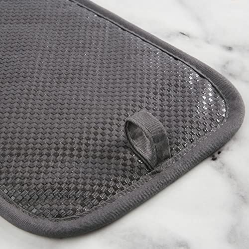 KitchenAid Gingham Pot Holder 2-Pack Set, Charcoal Grey, 7"x10"