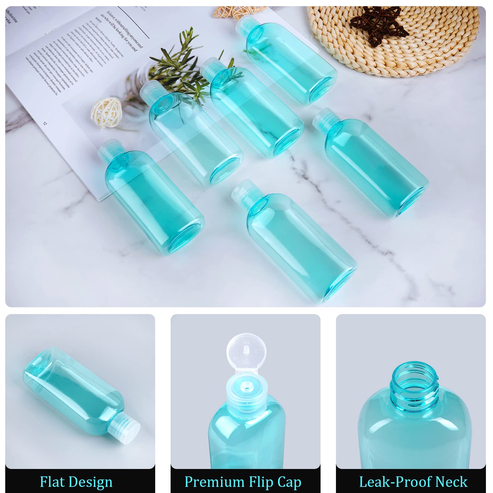 Kitchen GIMS Plastic Travel Bottles with Flip Cap 6 Pack 3.4oz/100ml Travel Shampoo Bottles Travel Size Containers for Shampoo, Conditioner & Lotion with Lables