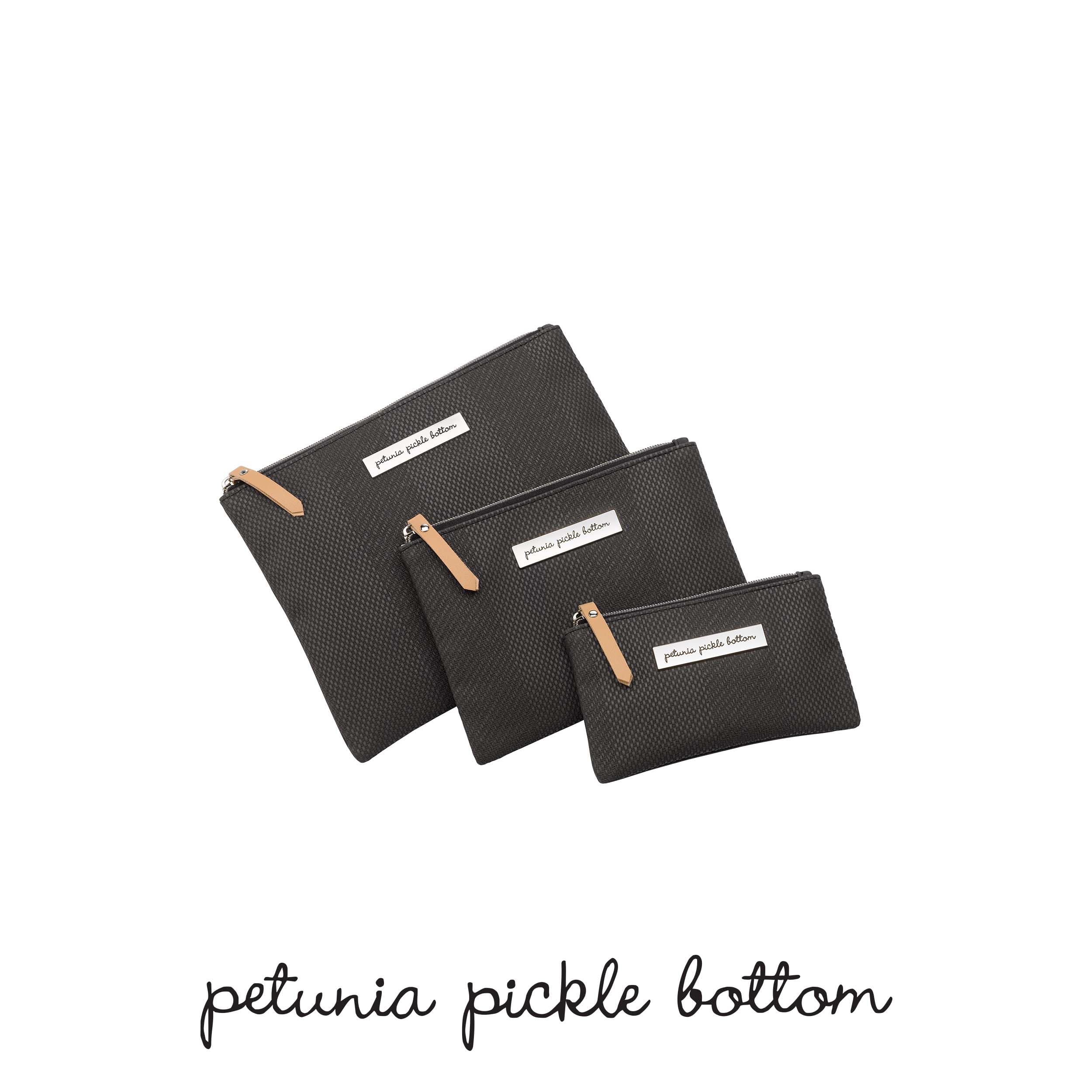 Petunia Pickle Bottom Organizer Trio, Zip-Close Pouches, 3 Sizes, For Diaper Bag, Stroller, Travel Bag, Carry Alone, Carbon Cable Stitch