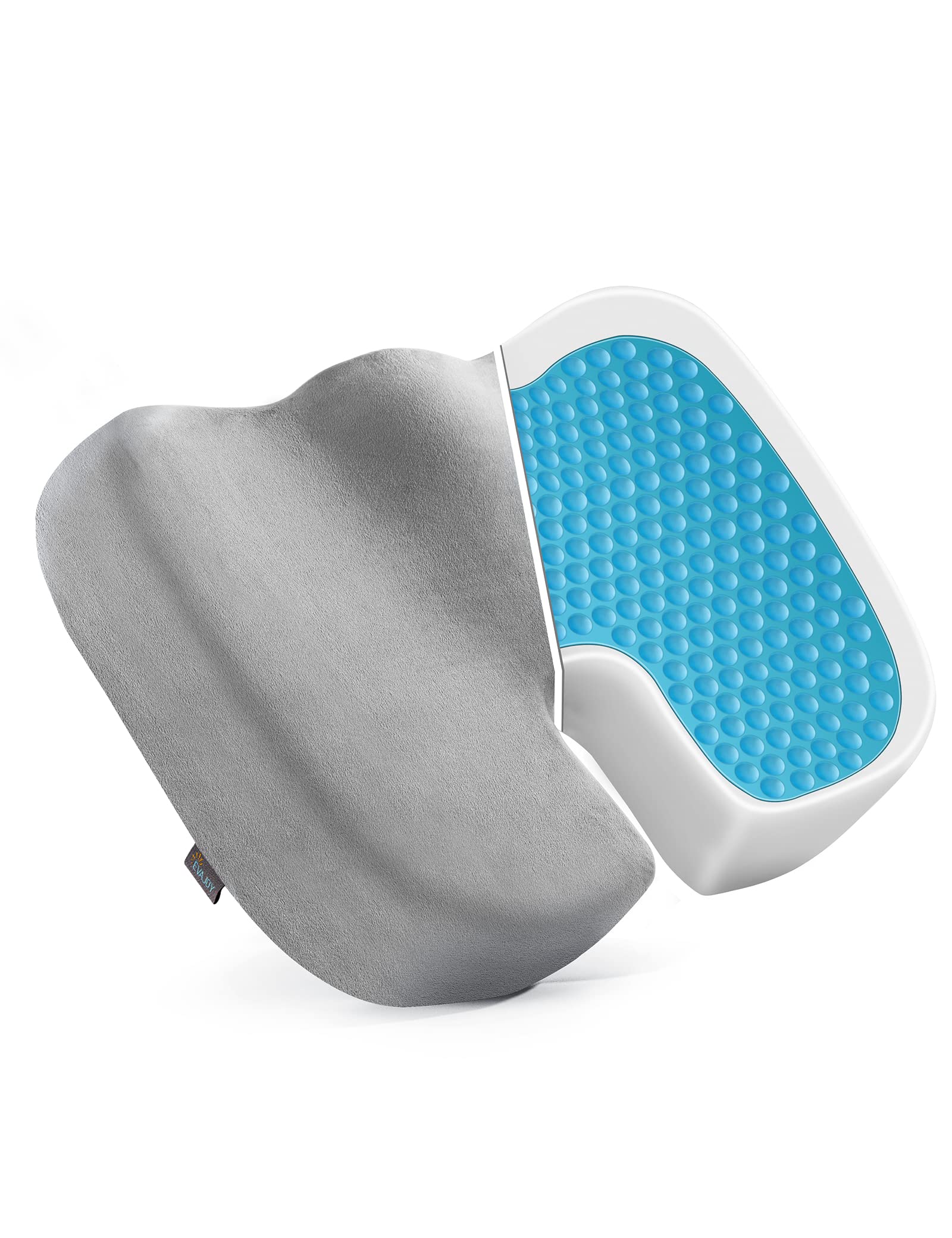 Evajoy Seat Cushion for Office Chair, Gel & Memory Foam Cushion with Ergonomic Design, Carrying Handle, Non-Slip Butt Pillow for Lower Back, Coccyx, Sciatica, Tailbone Pain Relief