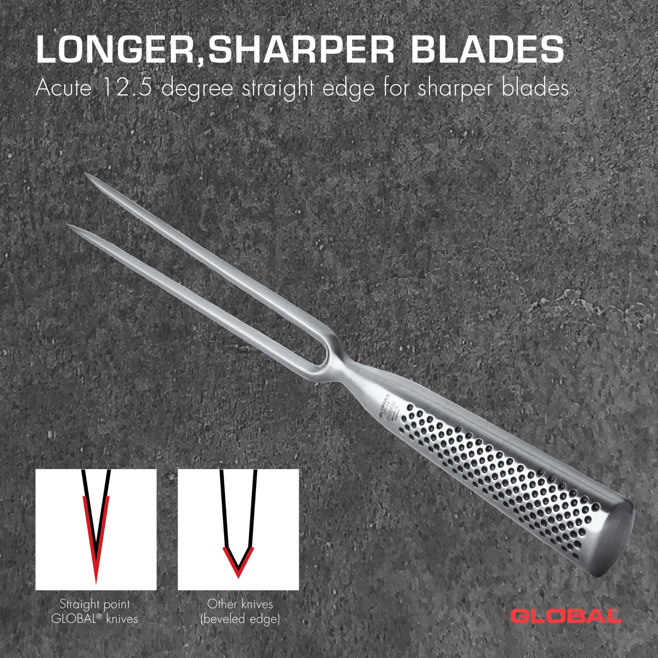 Global GF-24, Classic Straight, Stainless Steel Carving Fork, Medium, Silver