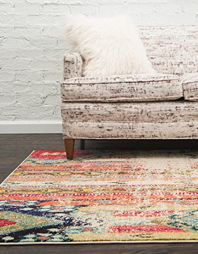 Unique Loom Sedona Collection Distressed, Southwestern, Vintage, Modern, Over-Dyed, Abstract Area Rug (5' 0 x 8' 0 Rectangular, Multi/Beige)