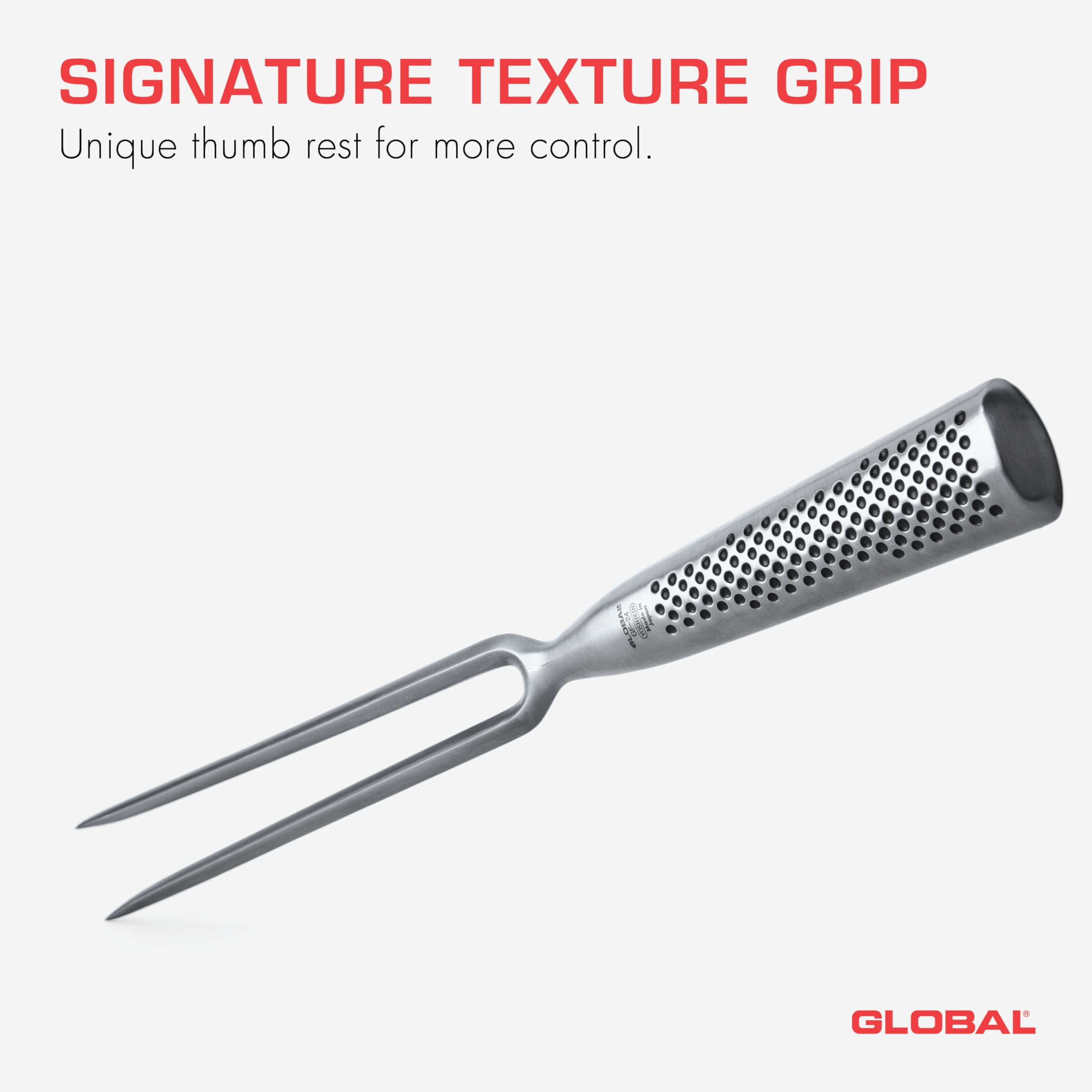 Global GF-24, Classic Straight, Stainless Steel Carving Fork, Medium, Silver