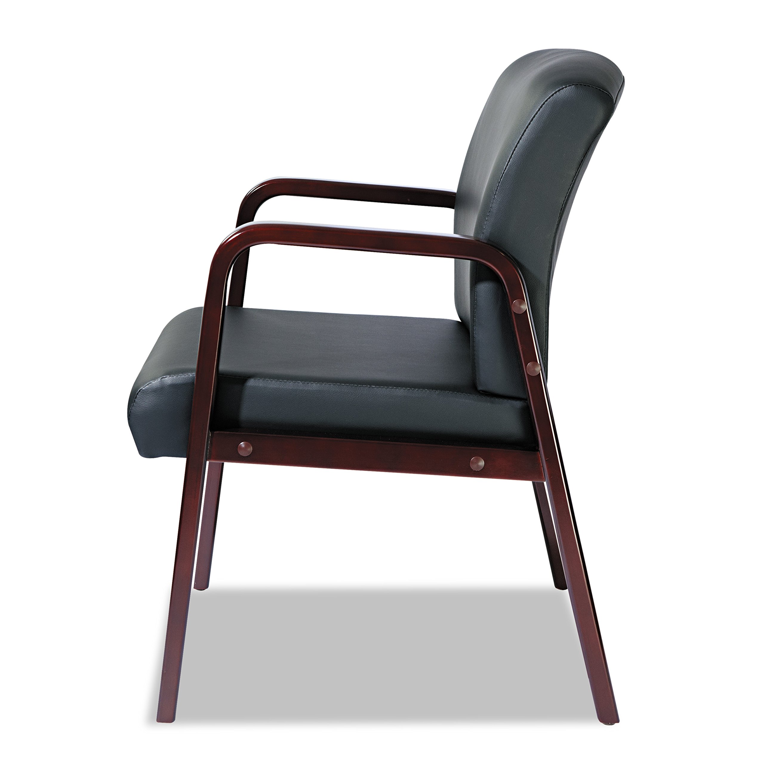Alera ALERL4319M Alera Reception Lounge Series Guest Chair, Mahogany/black Leather