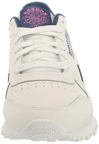 Reebok Women's Classic Leather Sneaker, Chalk/Batik Blue/Atomic Pink, 8