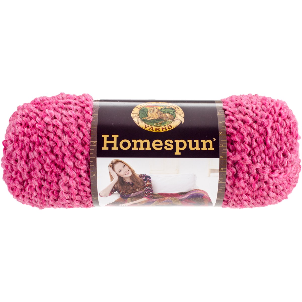 Lion Brand Knitting Yarn Homespun Peony 3-Skein Factory Pack (Same Dye Lot) 790-442 with Knitting Project Bag