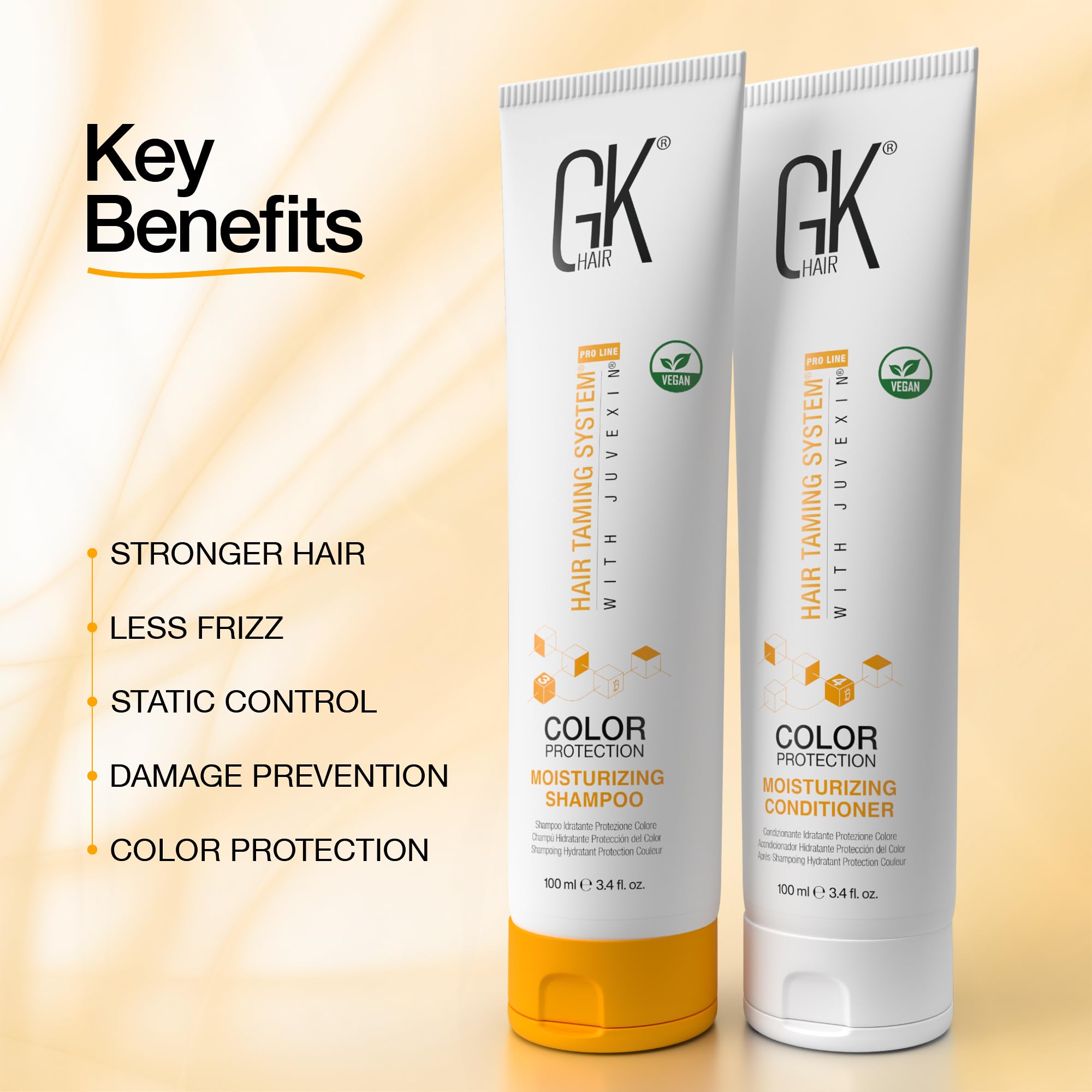 GK HAIR Color-Treated Moisturizing Shampoo & Conditioner 3.4 fl oz Duo β Sulfate-Free Hydrating Set for Color Protection, Frizz Control & Deep Nourishment