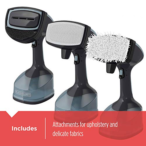 BLACK+DECKER Advanced Handheld Garment / Fabric Steamer with 3 Attachments, Gray/Blue, HGS200