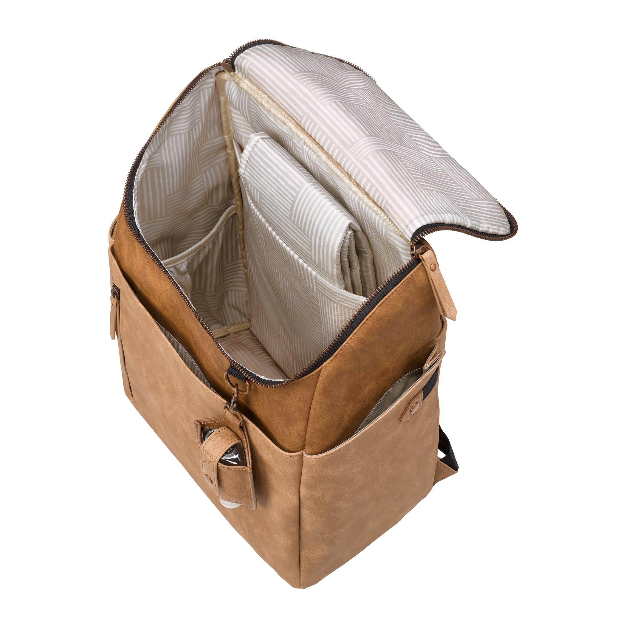 Petunia Pickle Bottom Tempo Backpack, Designed for Busy Families, Attaches to Stroller or Suitcase, Spacious Main Compartment, Brioche