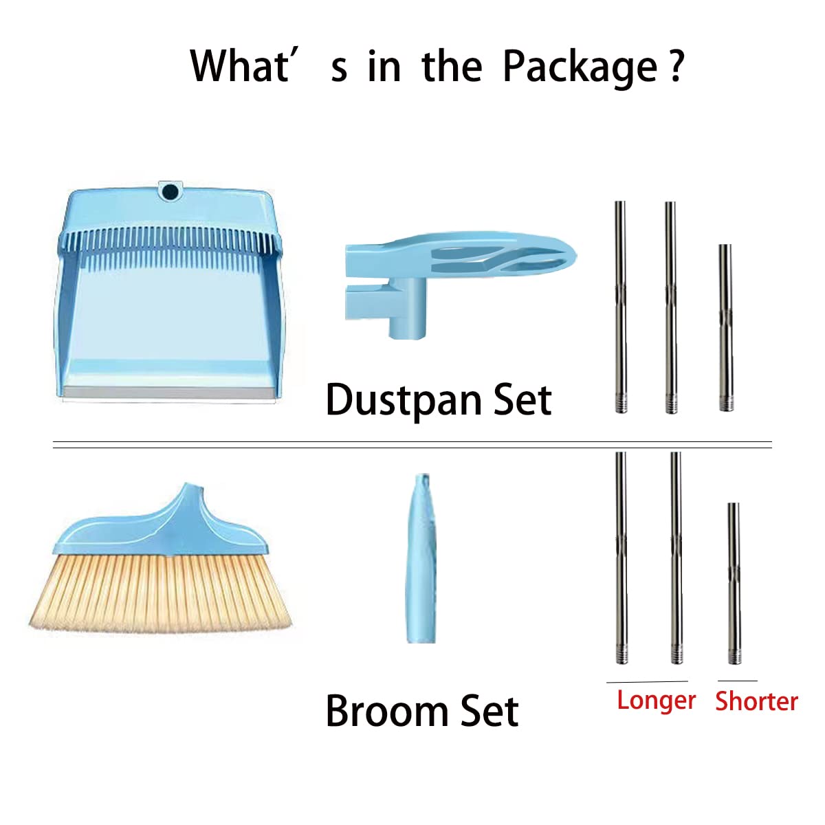 Indoor Broom and Dustpan Set,41" Height Broom with Stand Up Dustpan,Anti-Scratch Edge, 15°Angle Ergonomic Design,Seamless Rubber Strip Fit The Ground to Avoid Dust Leakage,Used for Home Office