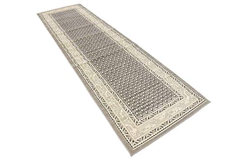 Unique Loom Williamsburg Collection Traditional Border with Dotted Center Area Rug, Runner 2' 9" x 9' 10", Gray/Beige