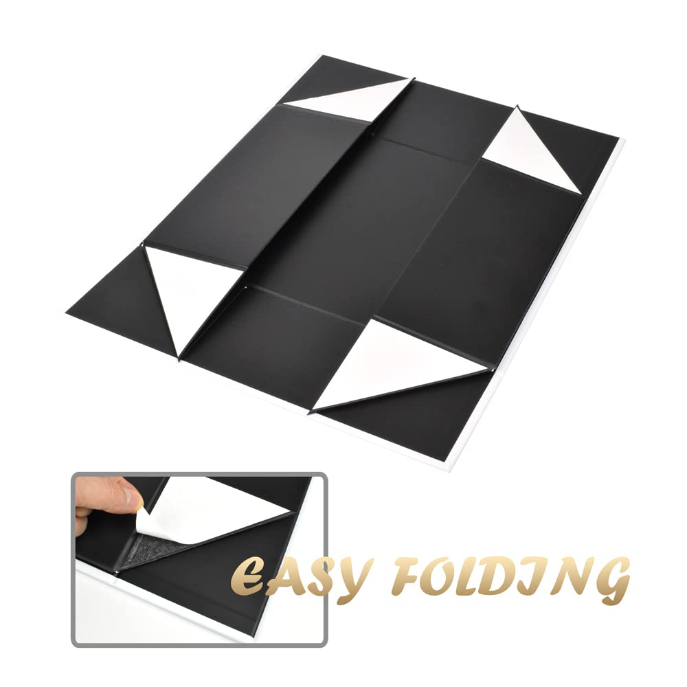 HUAHENGCHI Gift Box with Lid for Presents11.5x8.1x3.8 Inches with Magnetic Closure (A White/Black)
