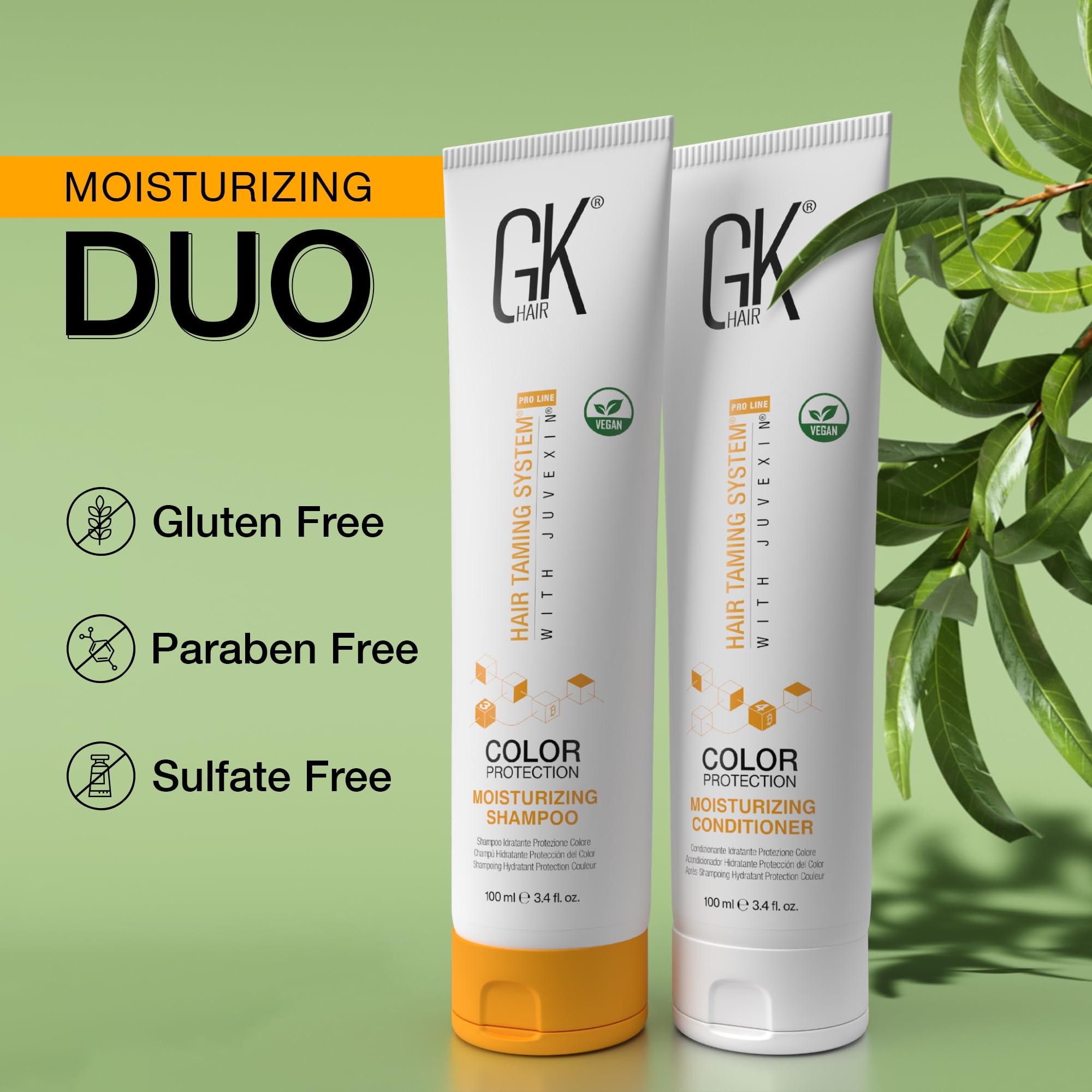 GK HAIR Color-Treated Moisturizing Shampoo & Conditioner 3.4 fl oz Duo β Sulfate-Free Hydrating Set for Color Protection, Frizz Control & Deep Nourishment