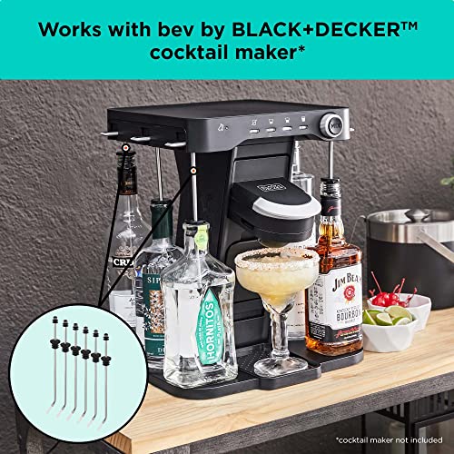 bev by BLACK+DECKER Cocktail Maker Replacement Dispenser Straws, Stainless Steel, Dishwasher Safe, 6 Pack (BEST106)