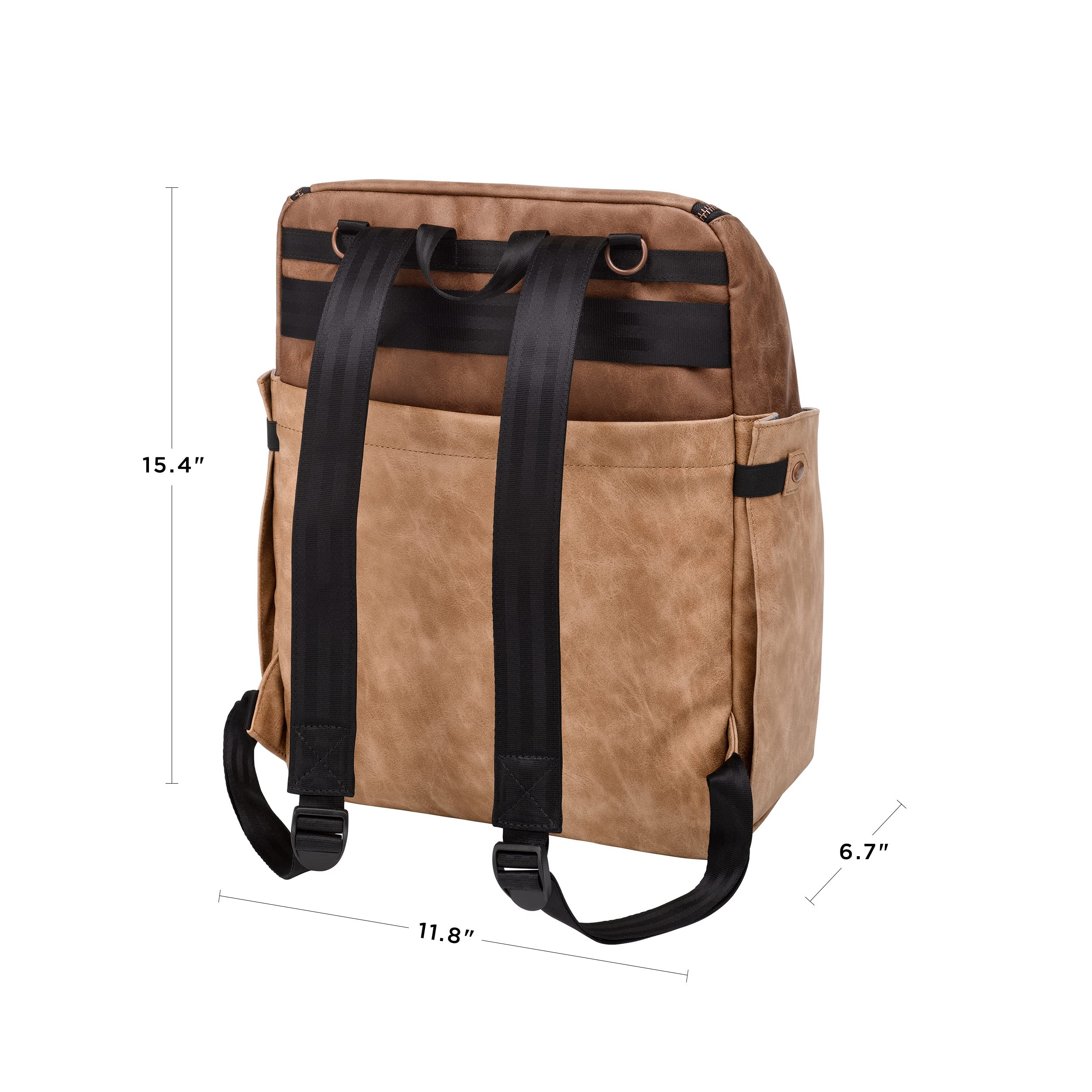Petunia Pickle Bottom Tempo Backpack, Designed for Busy Families, Attaches to Stroller or Suitcase, Spacious Main Compartment, Brioche