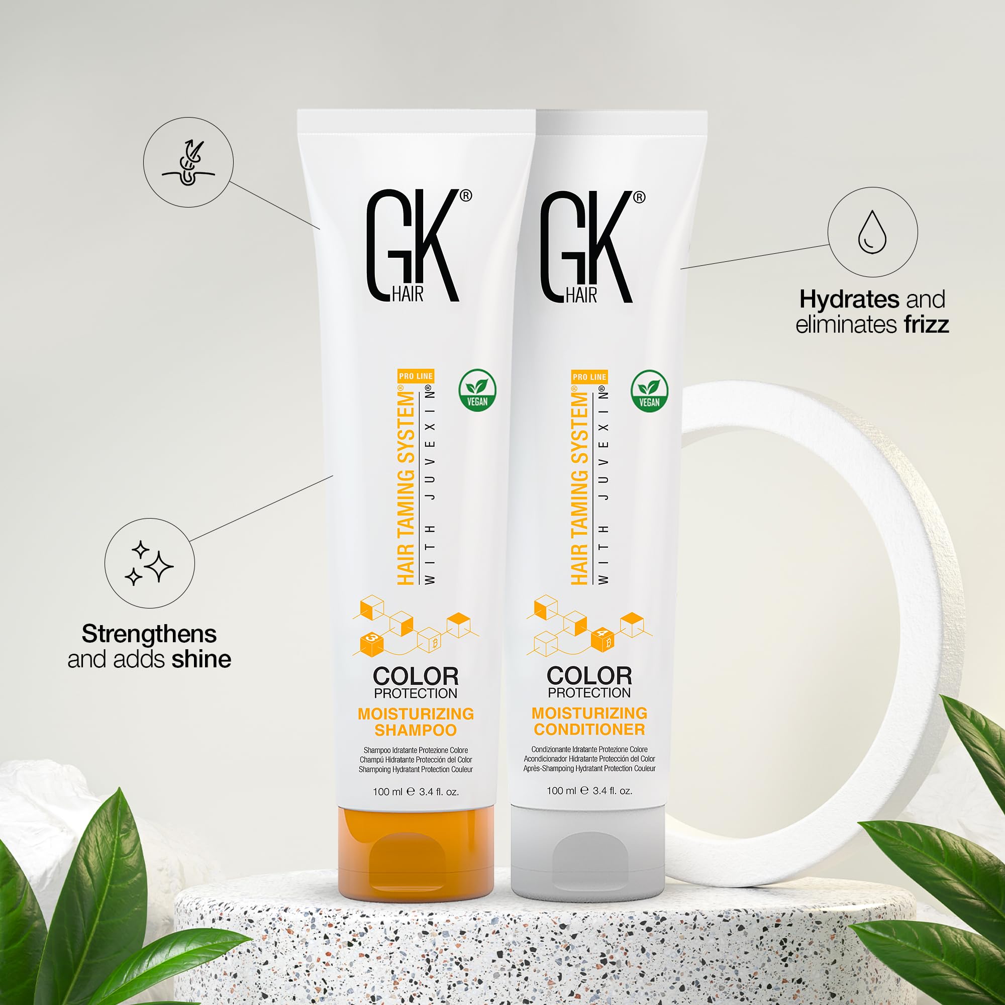 GK HAIR Color-Treated Moisturizing Shampoo & Conditioner 3.4 fl oz Duo β Sulfate-Free Hydrating Set for Color Protection, Frizz Control & Deep Nourishment