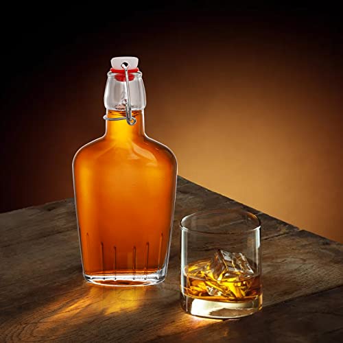 TOPZEA Set of 8 Swing Top Glass Flask, 8.5 Oz Clear Glass Hip Whiskey Flask Pocket Drinking Flask with Airtight Stopper, Easy Cap Liquor Bottle for Spirits, Beer, Brewing Bottle for 2nd Fermentation