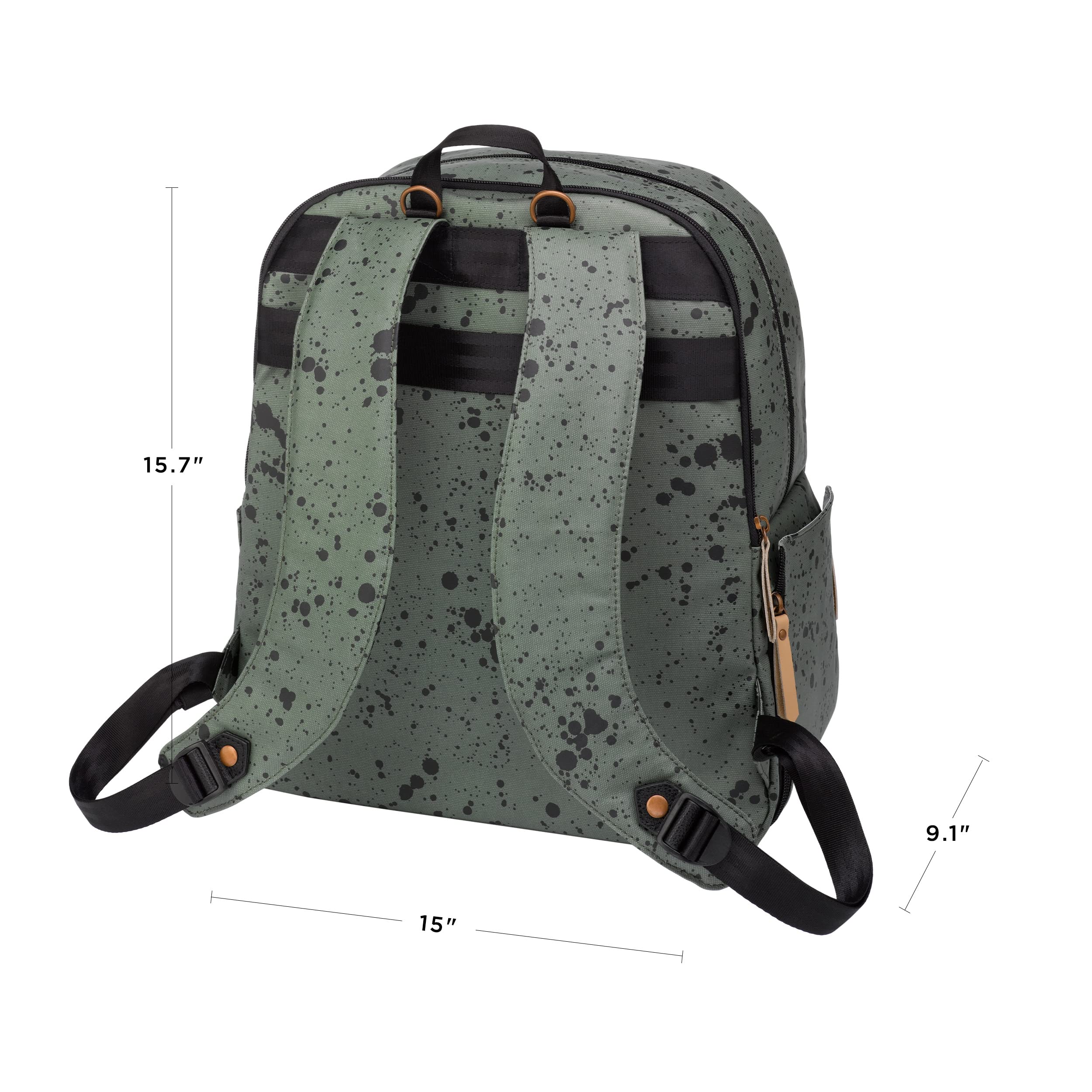 Petunia Pickle Bottom 2-in-1 Provisions Backpack | Designed for Busy Parents | Spacious Main Compartment for Carrying Essentials | Olive Ink Blot