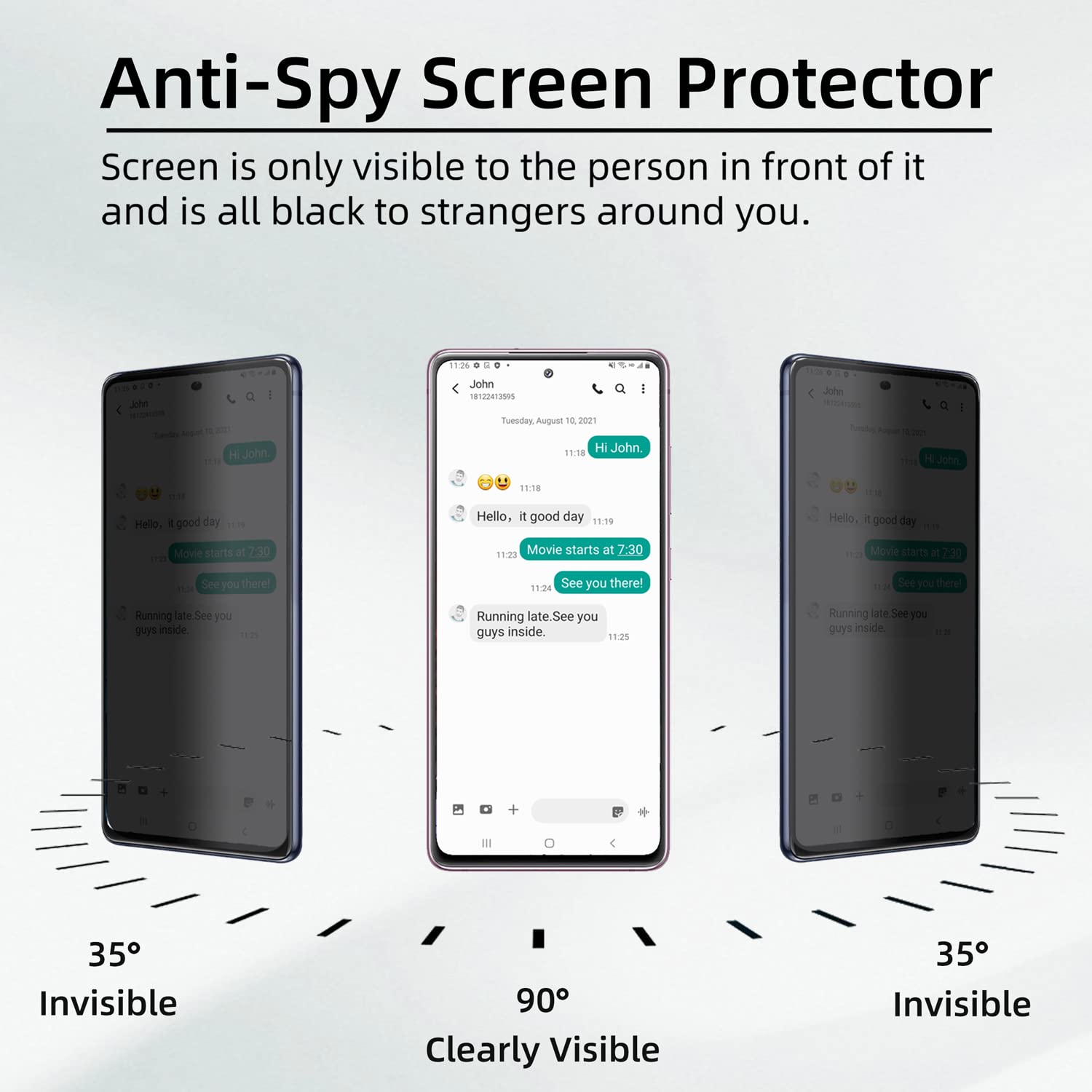Amleute 【3+1 Pack】 Samsung Galaxy S22 Privacy Screen Protector,9H Tempered Glass【 Support Fingerprint Unlock 】 Anti-Spy Film Compatible for S22 5G