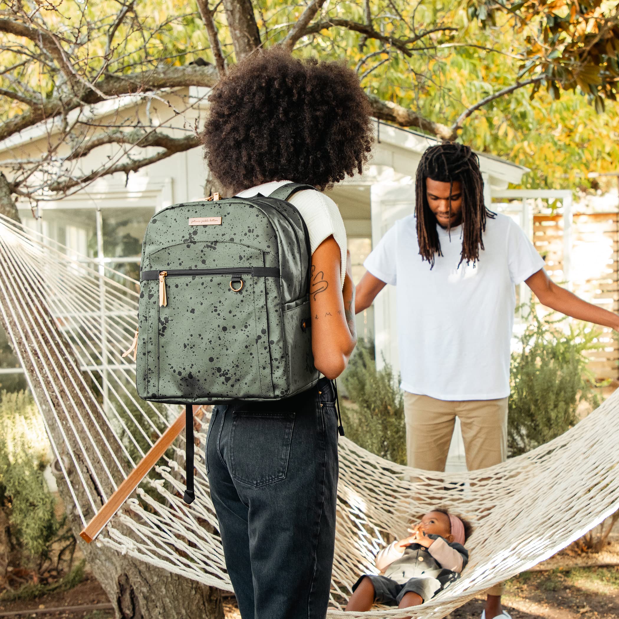 Petunia Pickle Bottom 2-in-1 Provisions Backpack | Designed for Busy Parents | Spacious Main Compartment for Carrying Essentials | Olive Ink Blot