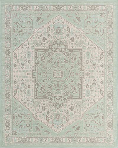 Unique Loom Whitney Collection Traditional Geometric Mint Area Rug (8' 0 x 10' 0)