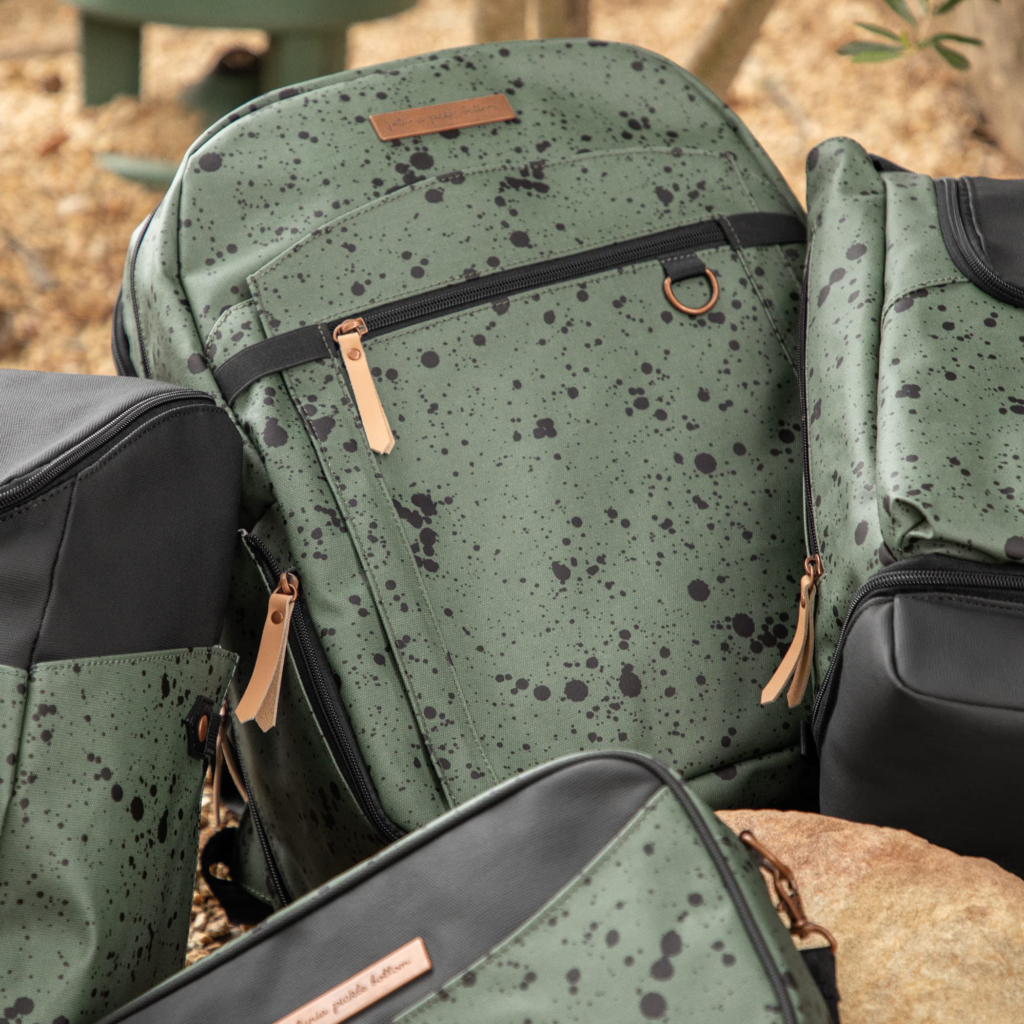 Petunia Pickle Bottom 2-in-1 Provisions Backpack | Designed for Busy Parents | Spacious Main Compartment for Carrying Essentials | Olive Ink Blot